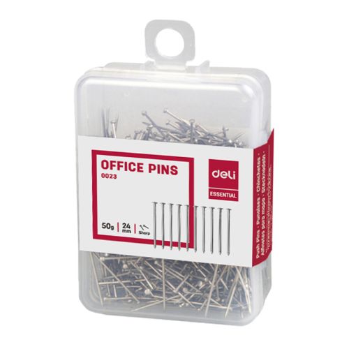 Deli E0023 Office Pins - 24mm - Silver - 50 Grams